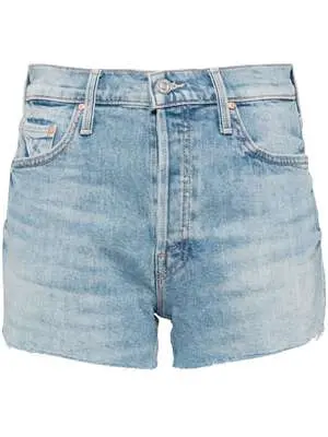 MOTHER Tomcat Kick Raw-cut Denim Shorts