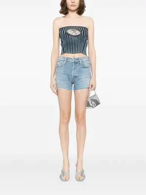 MOTHER Tomcat Kick Raw-cut Denim Shorts