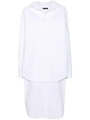 Balenciaga Embroidered-logo Layered Shirt Dress