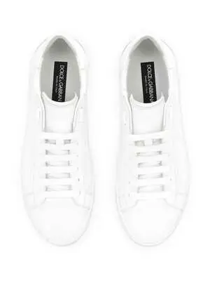 Dolce & Gabbana Portofino Vintage Leather Sneakers - White
