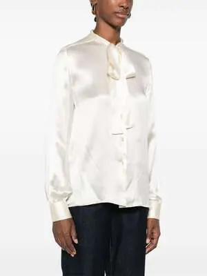 TOM FORD Pussy-bow Silk Shirt - Neutrals