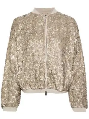 Herno Sequin-embellished Bomber Jacket - Gold