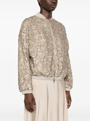 Herno Sequin-embellished Bomber Jacket - Gold