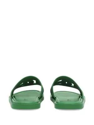 Dolce & Gabbana Logo-embossed Cut-out Slides - Green