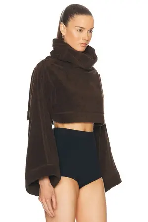 Alaïa Cropped Hoodie In Brown