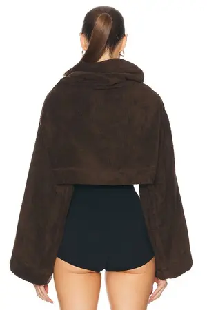 Alaïa Cropped Hoodie In Brown