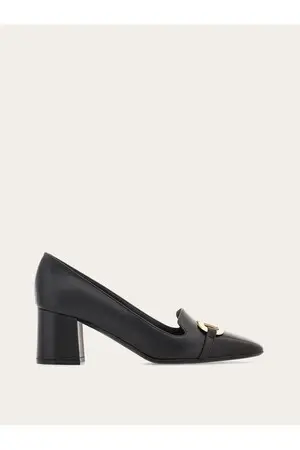 FERRAGAMO Gancini Ornament Block Heel Pumps - Black