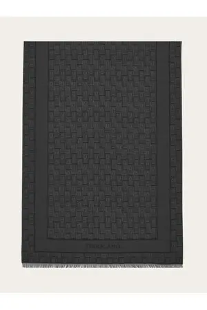 FERRAGAMO Gancini Monogram Jacquard Stole - Black