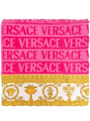 Versace Logo-jacquard Cotton Bath Towel - Pink
