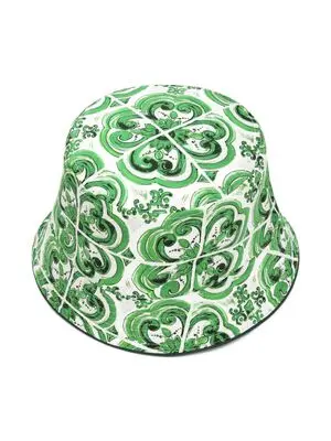 Dolce & Gabbana Majolica-print Reversible Bucket Hat - Green