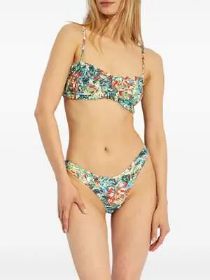 GANNI Ruffle-trim Bandeau Top - Blue