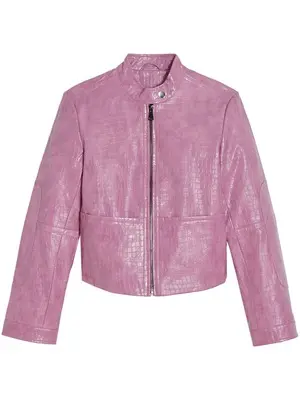 Apparis Crocodile-embossed Faux-leather Jacket