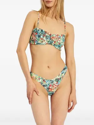 GANNI Floral-print Bikini Bottom - Blue