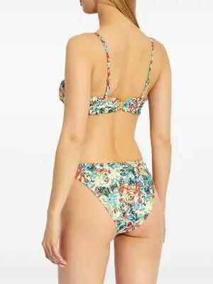 GANNI Floral-print Bikini Bottom - Blue