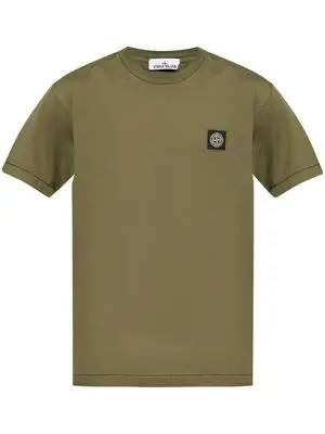 Stone Island Compass-appliqué Cotton T-shirt - Green