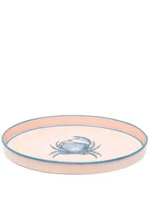 LES-OTTOMANS Crab Hand-painted Tray - Pink