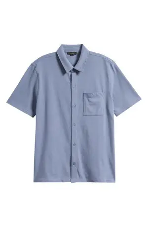 Vince Sueded Jersey Short Sleeve Button-up Shirt - Hawk Blue