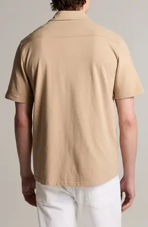 Vince Sueded Jersey Short Sleeve Button-up Shirt - Pecan