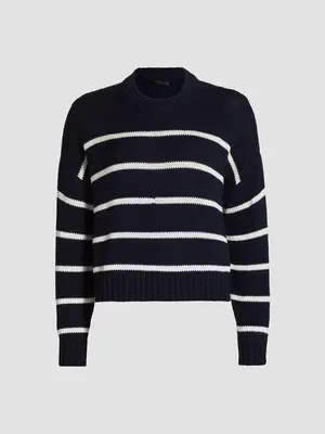 Jenni Kayne Chloe Striped Cotton Crewneck Sweater - Navy Stripe