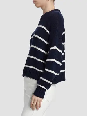 Jenni Kayne Chloe Striped Cotton Crewneck Sweater - Navy Stripe