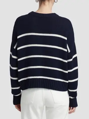 Jenni Kayne Chloe Striped Cotton Crewneck Sweater - Navy Stripe