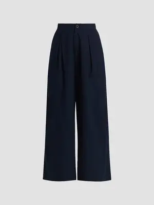 Jenni Kayne Silk Relaxed Cropped Trousers - Navy