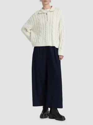 Jenni Kayne Silk Relaxed Cropped Trousers