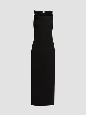 Bottega Veneta Crêpe Embellished Strap Slip Dress - Black