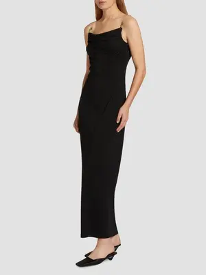 Bottega Veneta Crêpe Embellished Strap Slip Dress