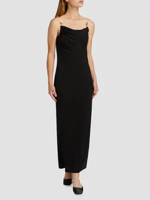 Bottega Veneta Crêpe Embellished Strap Slip Dress