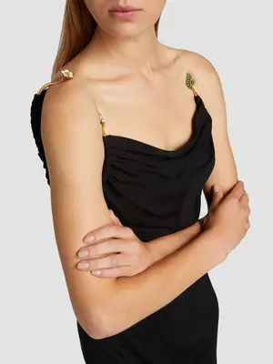 Bottega Veneta Crêpe Embellished Strap Slip Dress