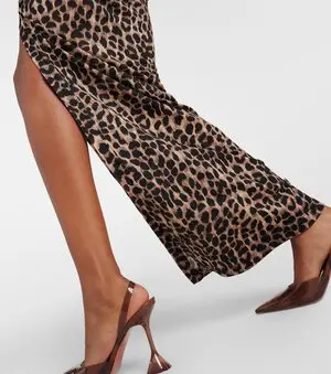 Blumarine Leopard-print Wool Jersey Maxi Dress - Brown