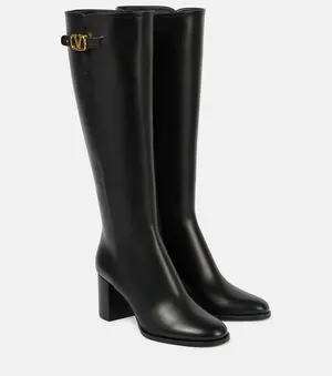 Valentino Garavani Vlogo Signature Leather Knee-high Boots - Black