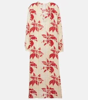 Loro Piana Floral Linen Maxi Dress - Beige