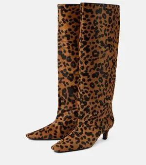 TOTEME Leopard Calf Hair Knee-high Boots - Brown