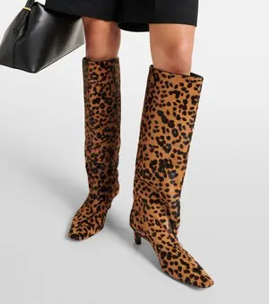 TOTEME Leopard Calf Hair Knee-high Boots - Brown