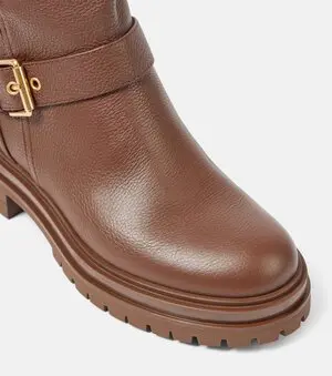 GIANVITO ROSSI Thiago Leather Biker Boots - Brown