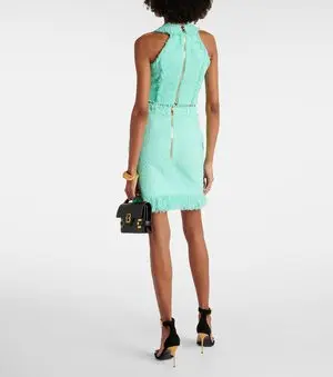 Balmain Fringed Tweed Miniskirt