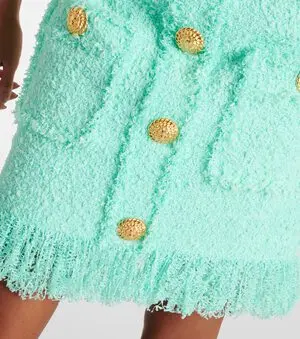 Balmain Fringed Tweed Miniskirt