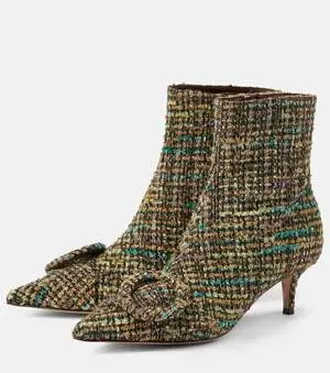 GIANVITO ROSSI 55 Bouclé Ankle Boots - Multicoloured