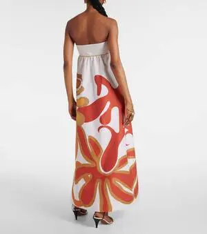 ADRIANA DEGREAS Algae Cotton-blend Maxi Dress