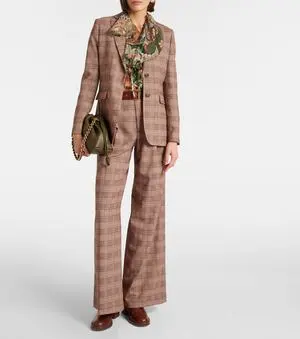 Etro Checked High-rise Wide-leg Pants