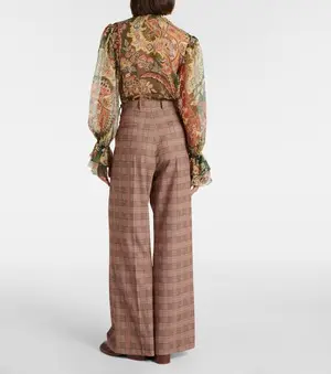 Etro Checked High-rise Wide-leg Pants