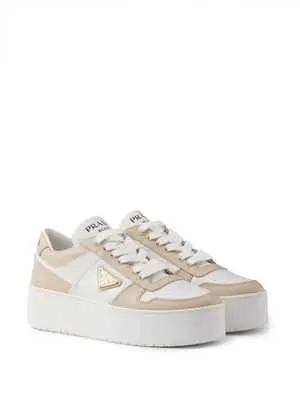 Prada Downtown Leather Sneakers - Neutrals