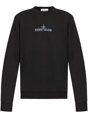 Stone Island Logo-print Cotton Sweatshirt - Black