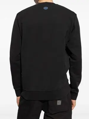 Stone Island Logo-print Cotton Sweatshirt - Black