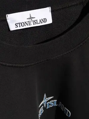 Stone Island Logo-print Cotton Sweatshirt - Black