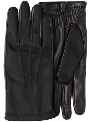 Prada Logo-plaque Panelled Gloves - Black