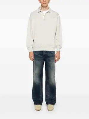 Drole De Monsieur Embroidered-logo Cotton Jumper - Grey
