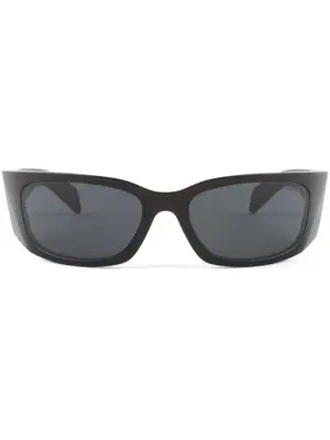 Prada Symbole Wraparound Sunglasses - Black